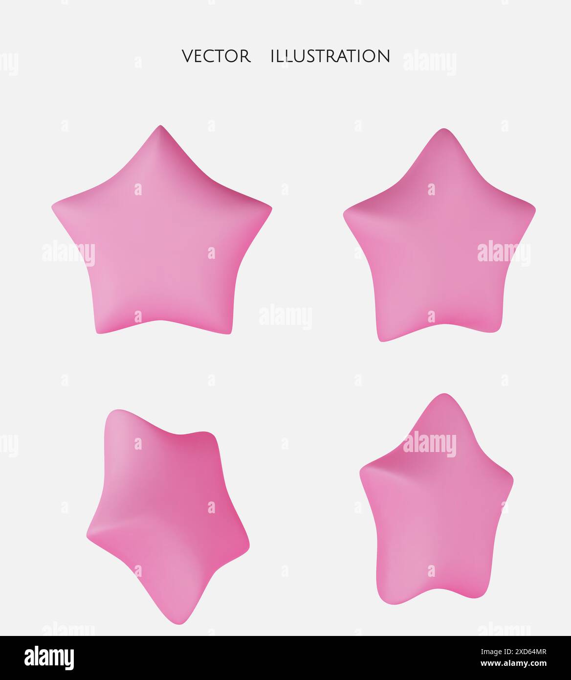 Set of pink stars different shapes. Realistic 3d design cartoon style ...