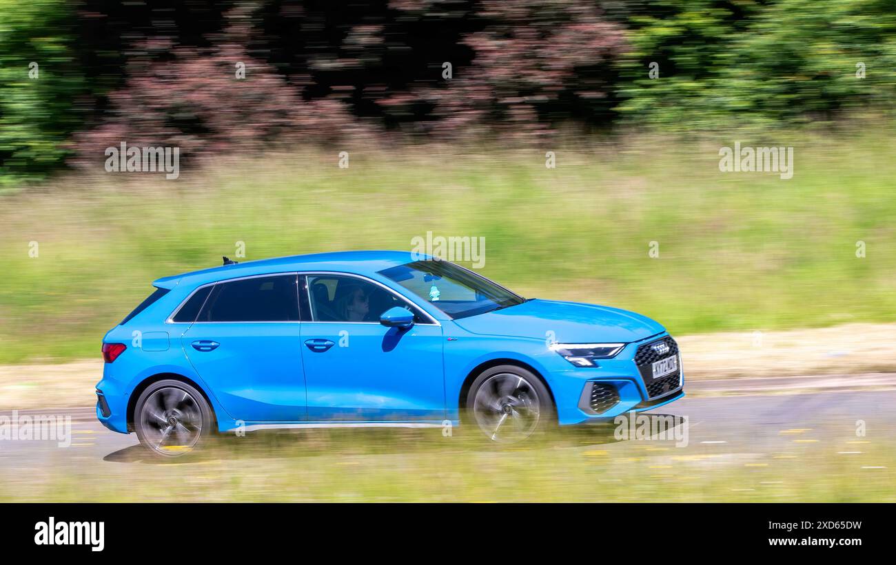 Milton Keynes,UK - June 20th 2024: 2022 blue Audi A3 S Line 35 tfsi car ...
