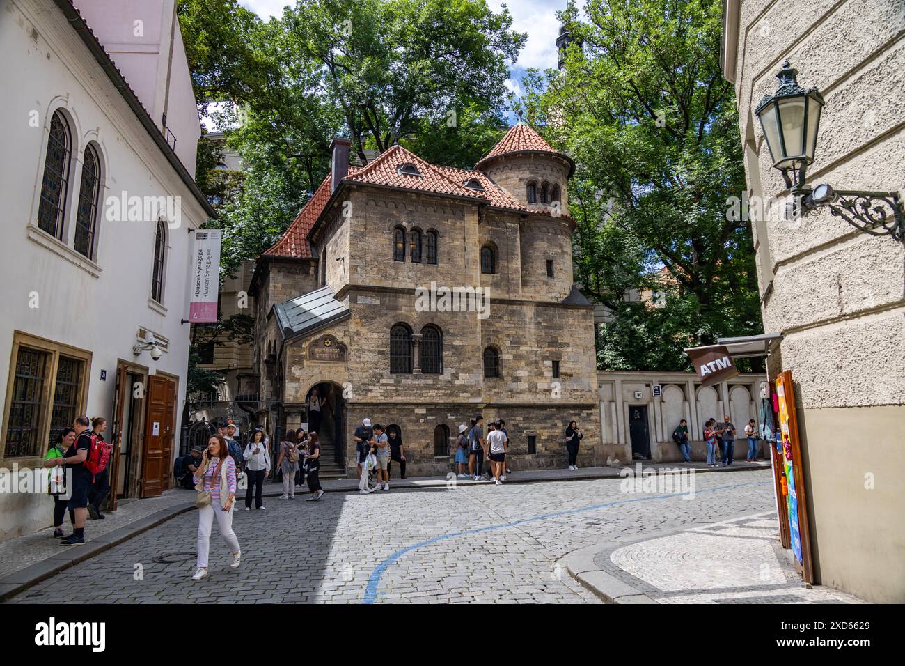 Prague's Jewish Quarter with tourists exploring the historic ...