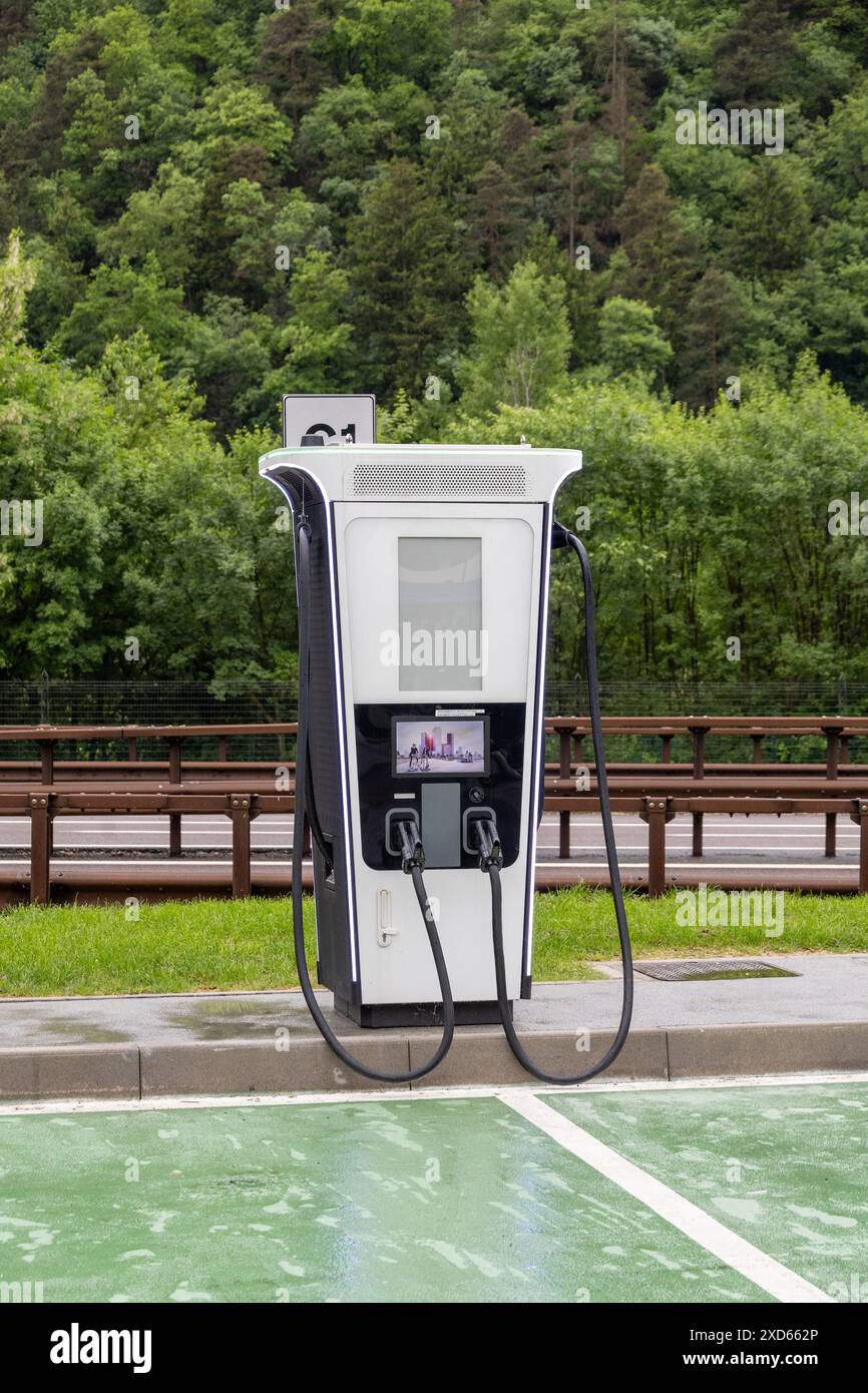 n electric vehicle charging station on the A22 highway in Sudtirol ...