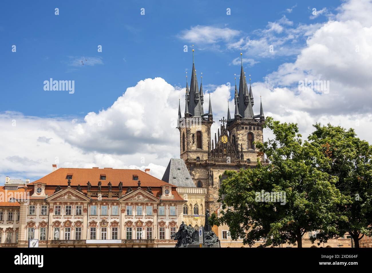 Prague's Old Town Square with the Church of Our Lady before Týn and Jan ...