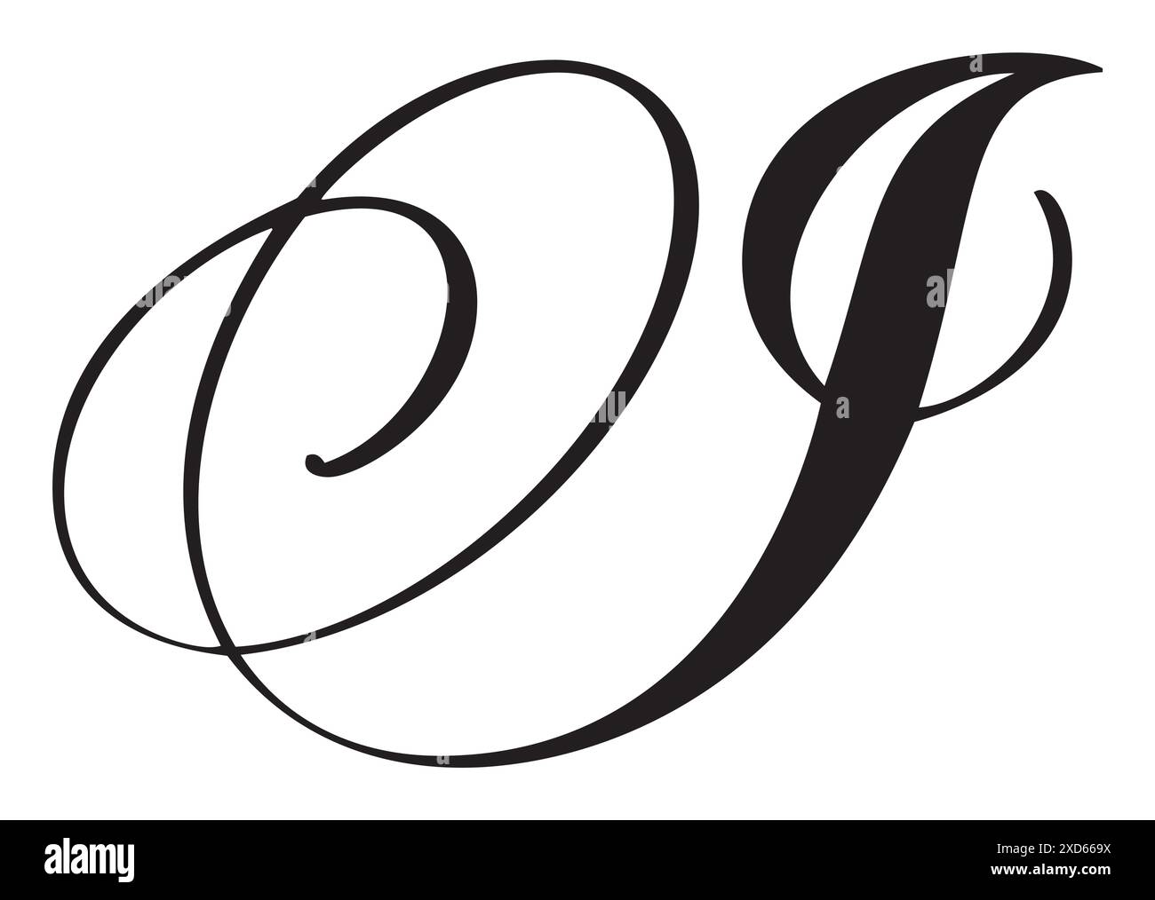 Hand drawn vector calligraphy letter capital I. Script font logo ...