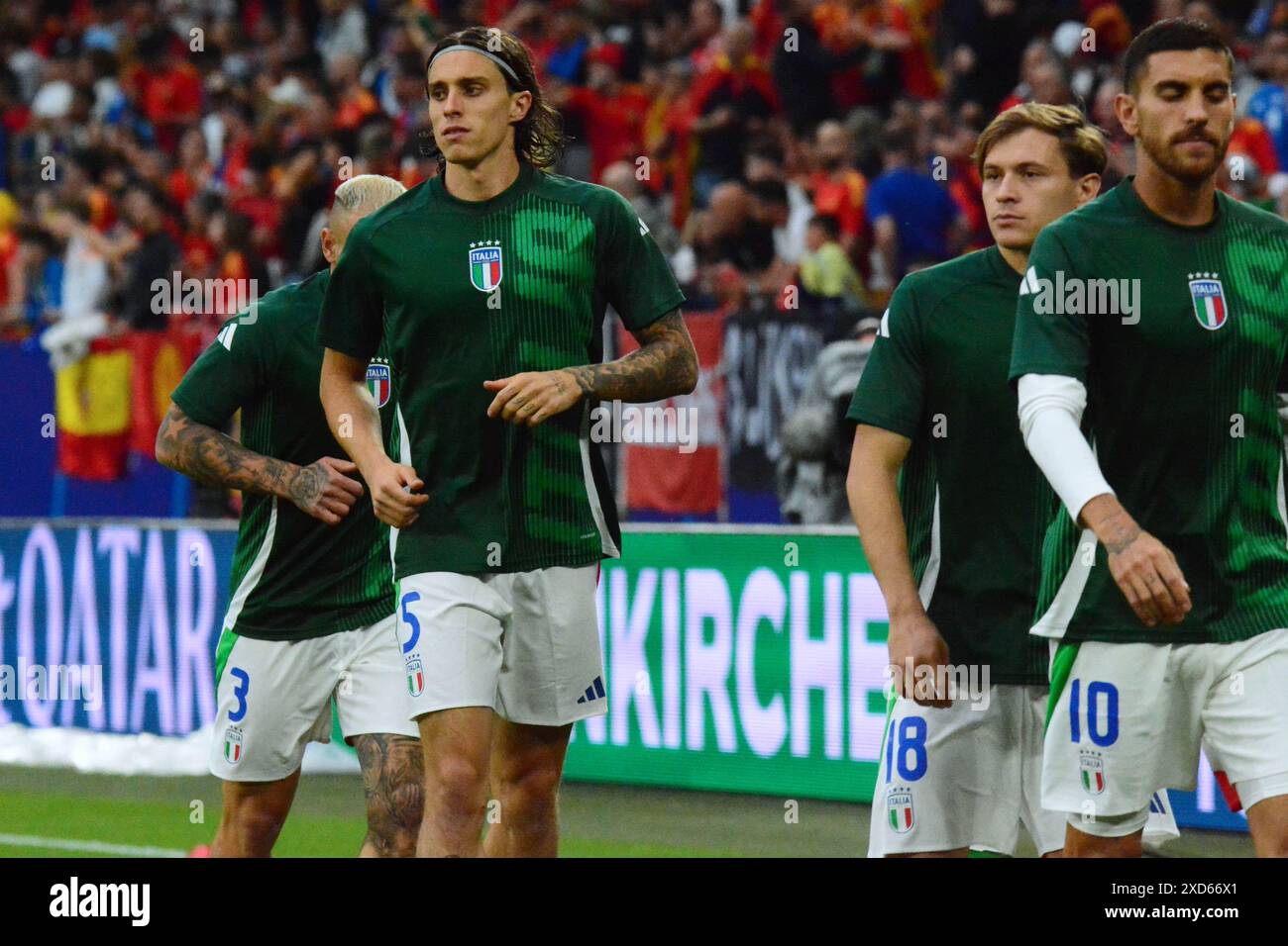 Riccardo Calafiori (Italy) warm up during UEFA Euro 2024 - Spain vs ...