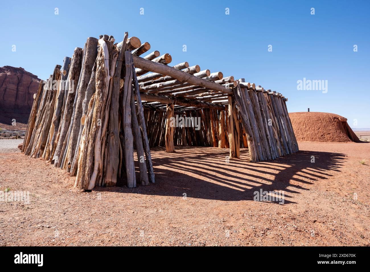 Traditional Navajo cooking shed & hogan; Monument Valley; Utah; USA ...