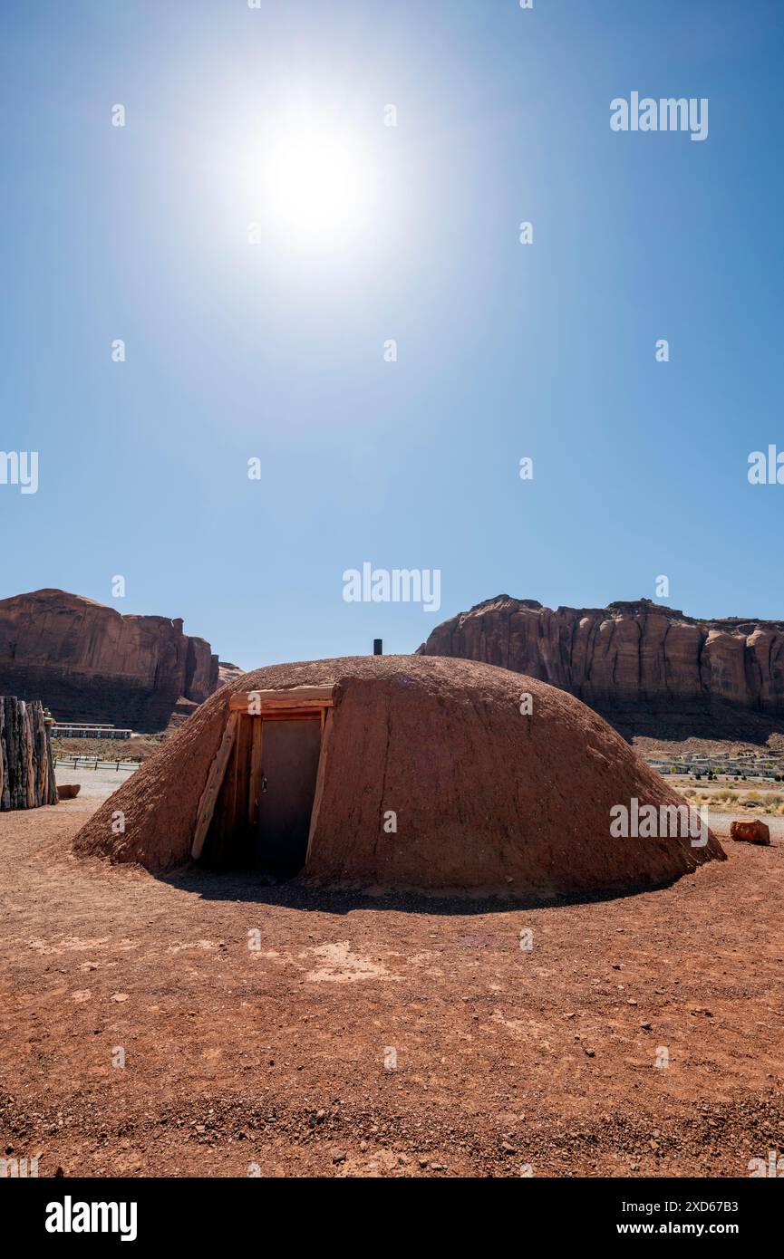 Traditional Navajo hogan; house; Monument Valley; Utah; USA Stock Photo ...