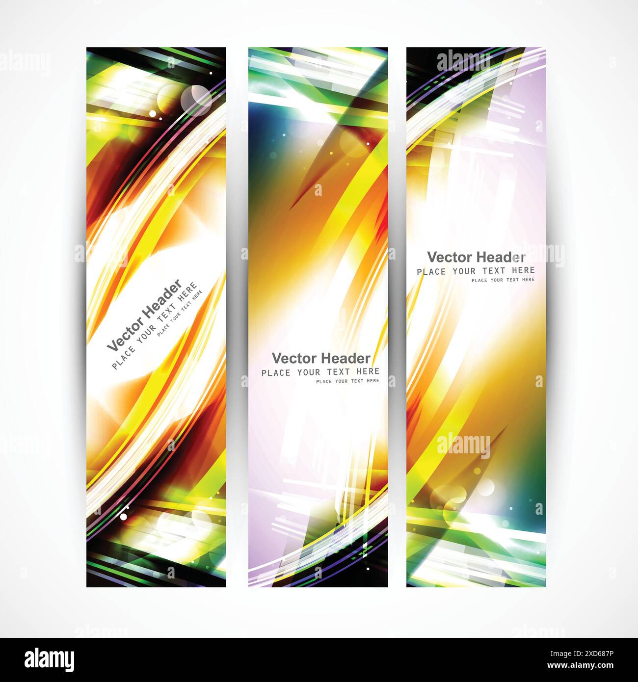 glossy colorful headers set vector design illustration Stock Vector ...