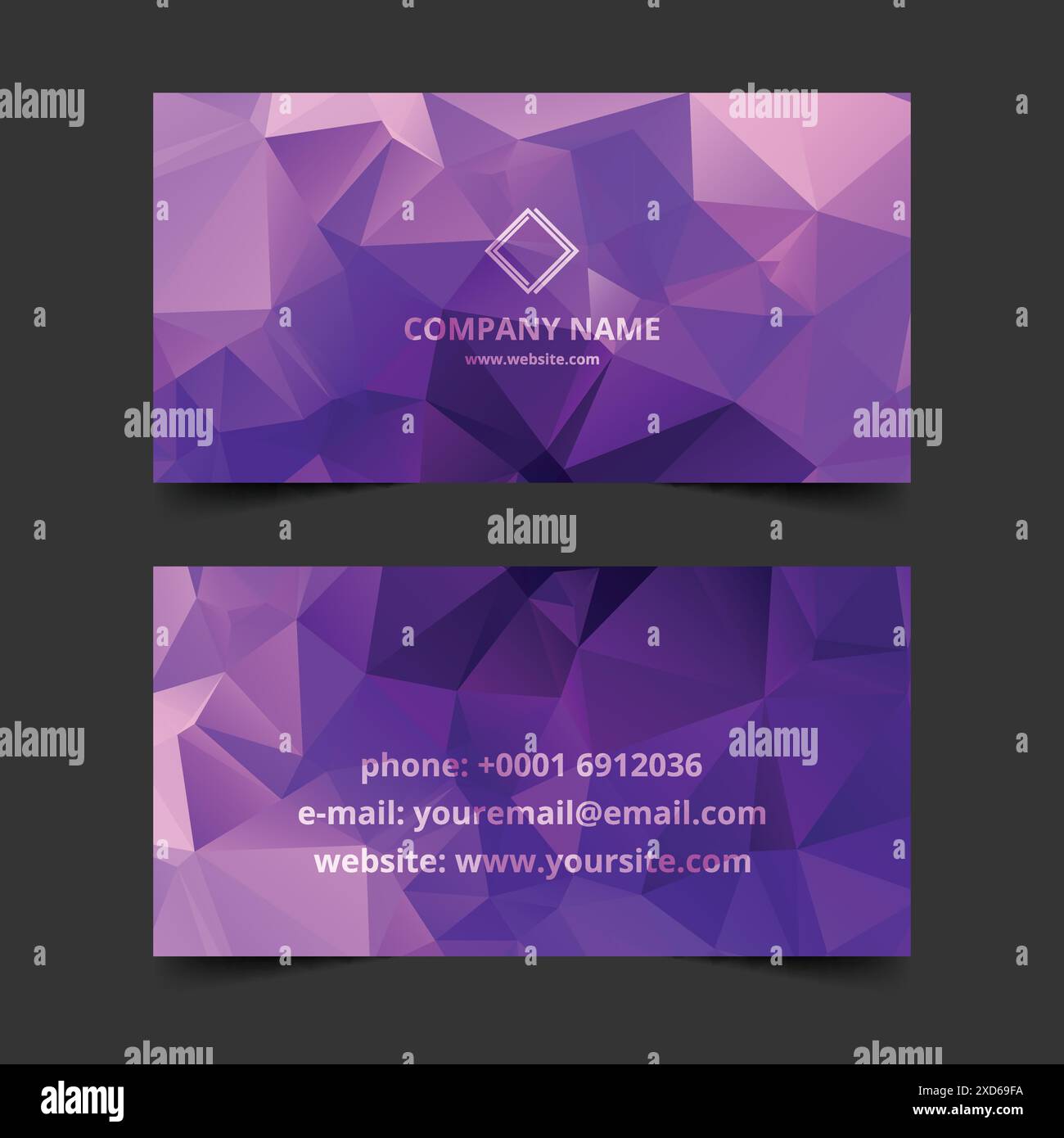 purple polygonal visiting card vector design illustration Stock Vector ...
