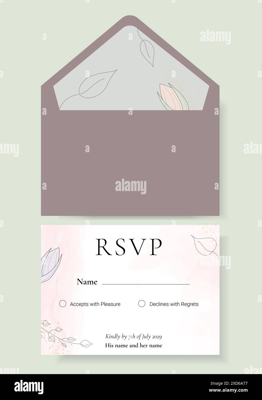 Refined Vector envelop with RSVP. Template of invitation with RSVP ...