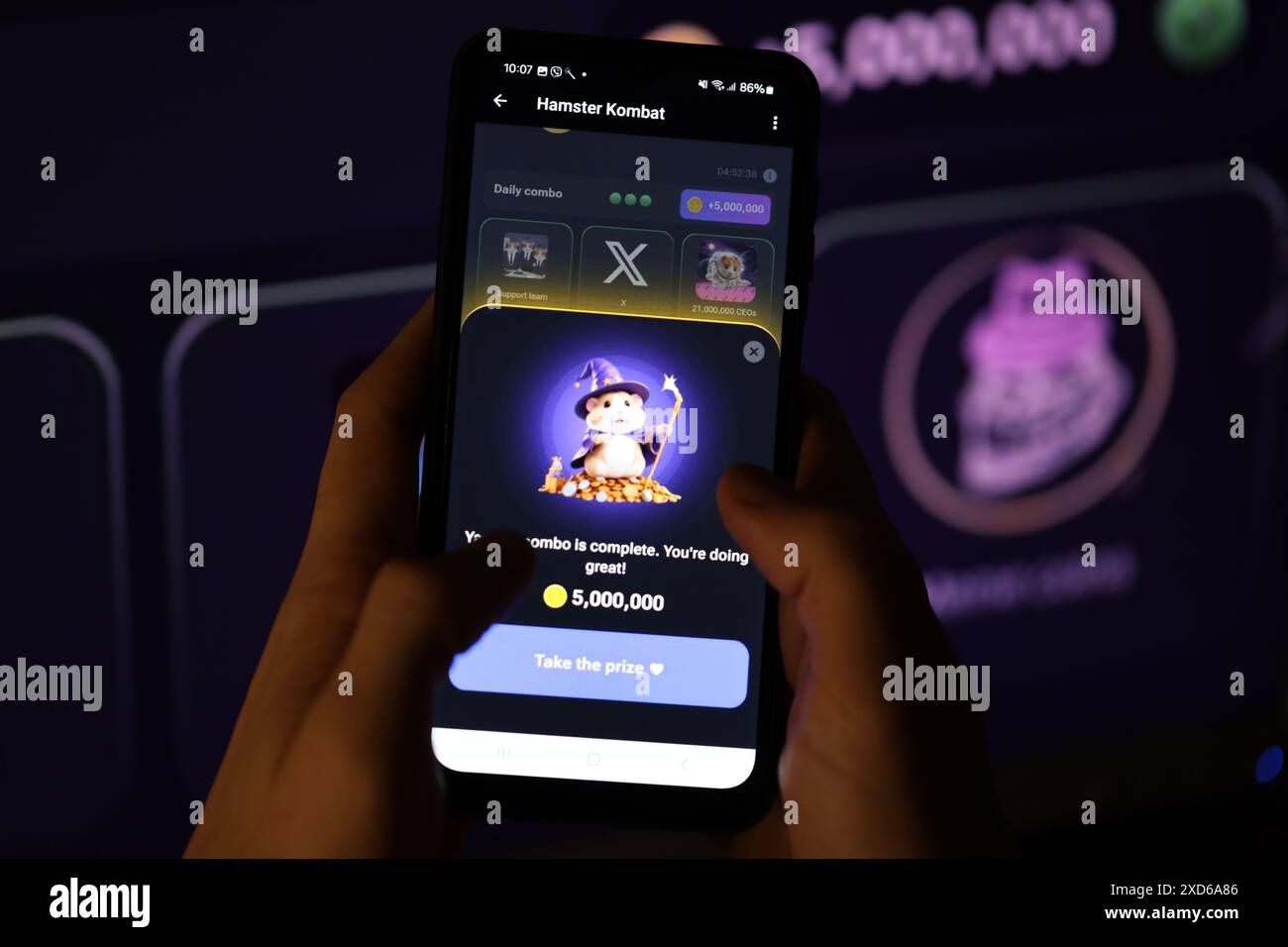 KYIV, UKRAINE - APRIL 20, 2024 Hamster Kombat telegram bot on ...