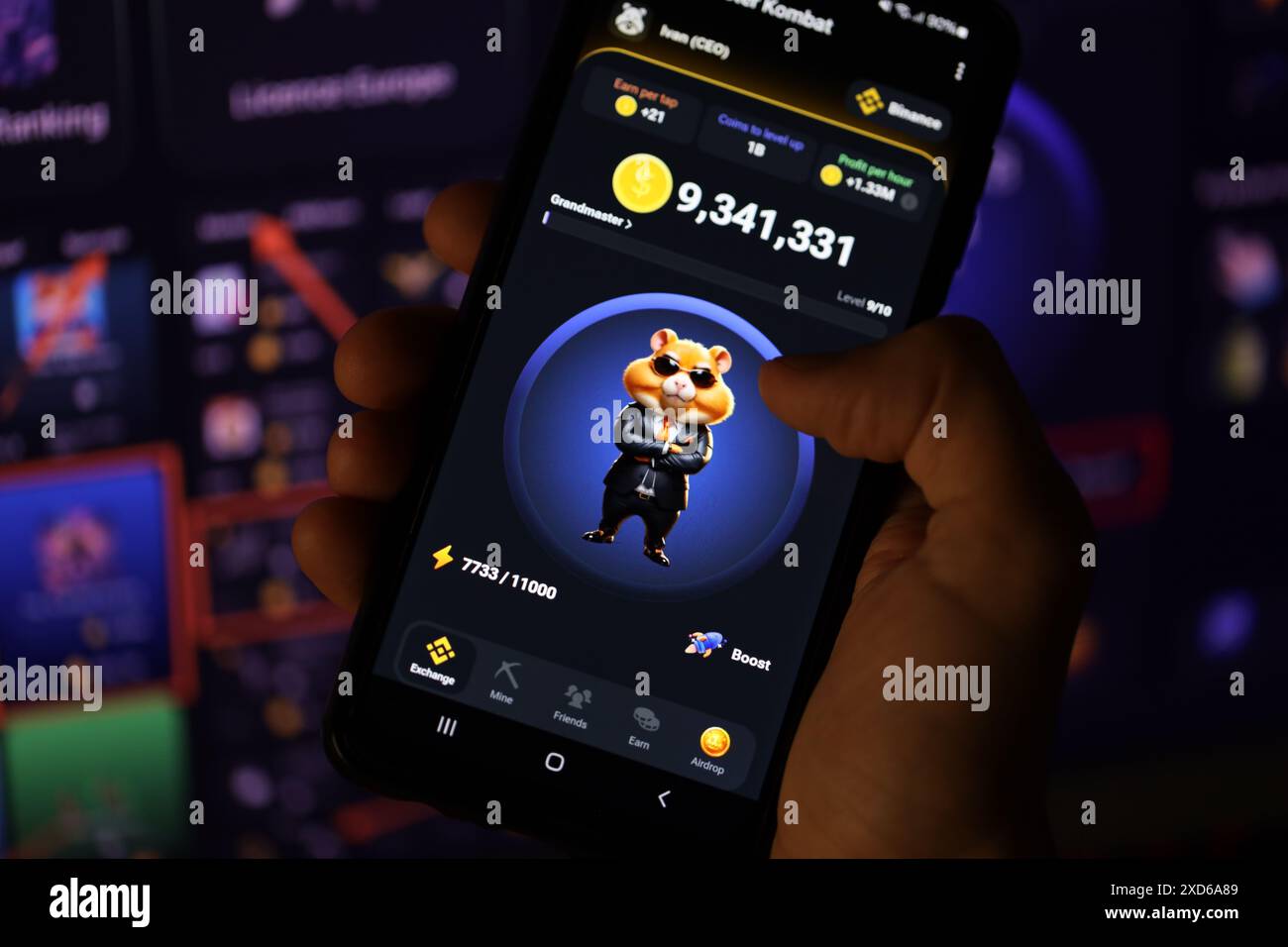 KYIV, UKRAINE - APRIL 20, 2024 Hamster Kombat telegram bot on ...