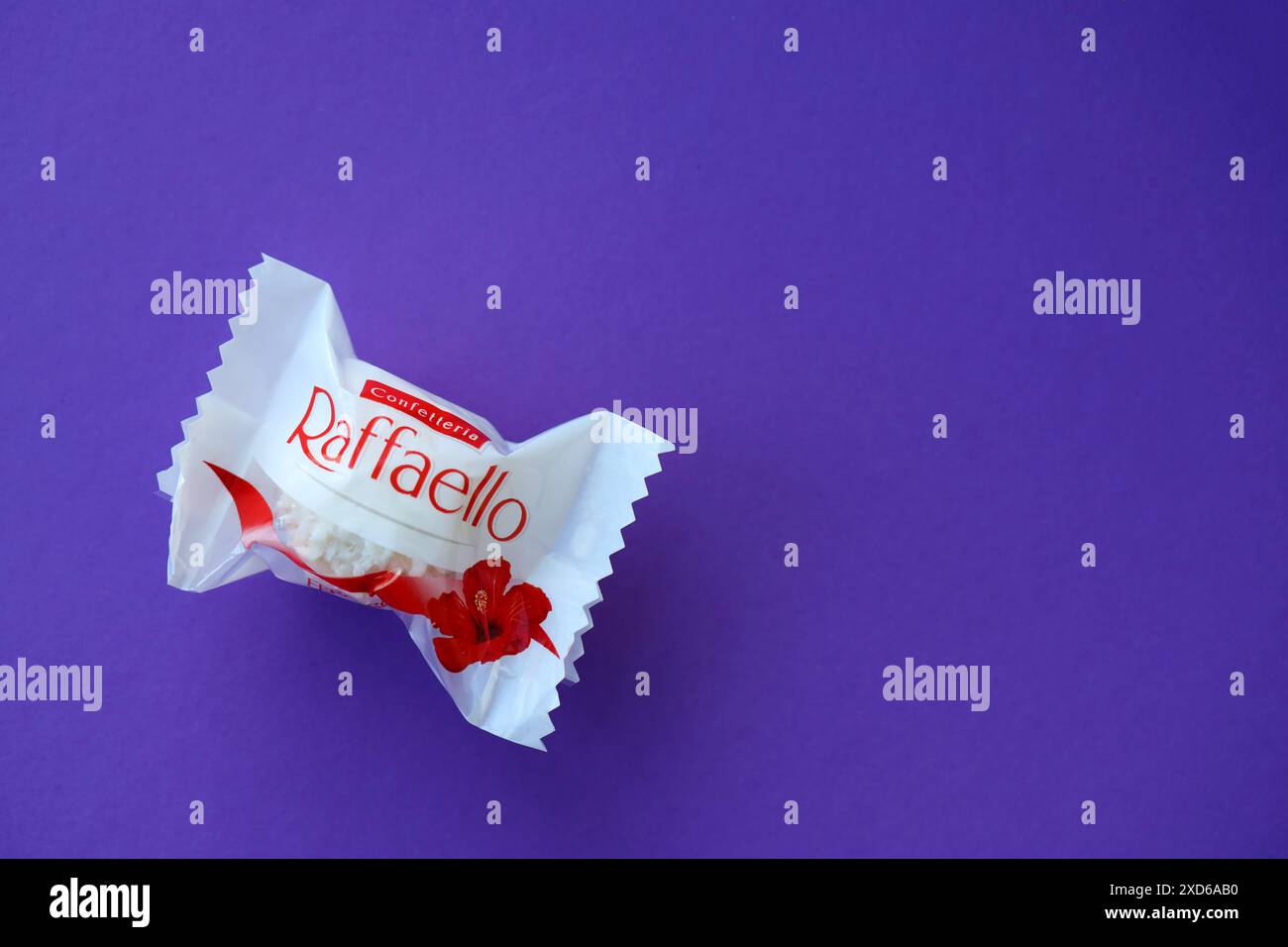 KYIV, UKRAINE - APRIL 20, 2024 Ferrero Raffaello premium sweets ...