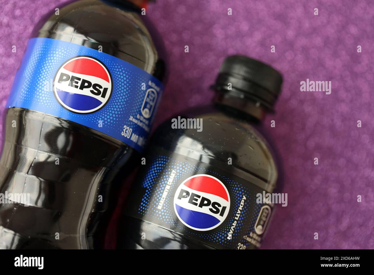 KYIV, UKRAINE - APRIL 20, 2024 Pepsi small 330ml plastic bottle drink ...