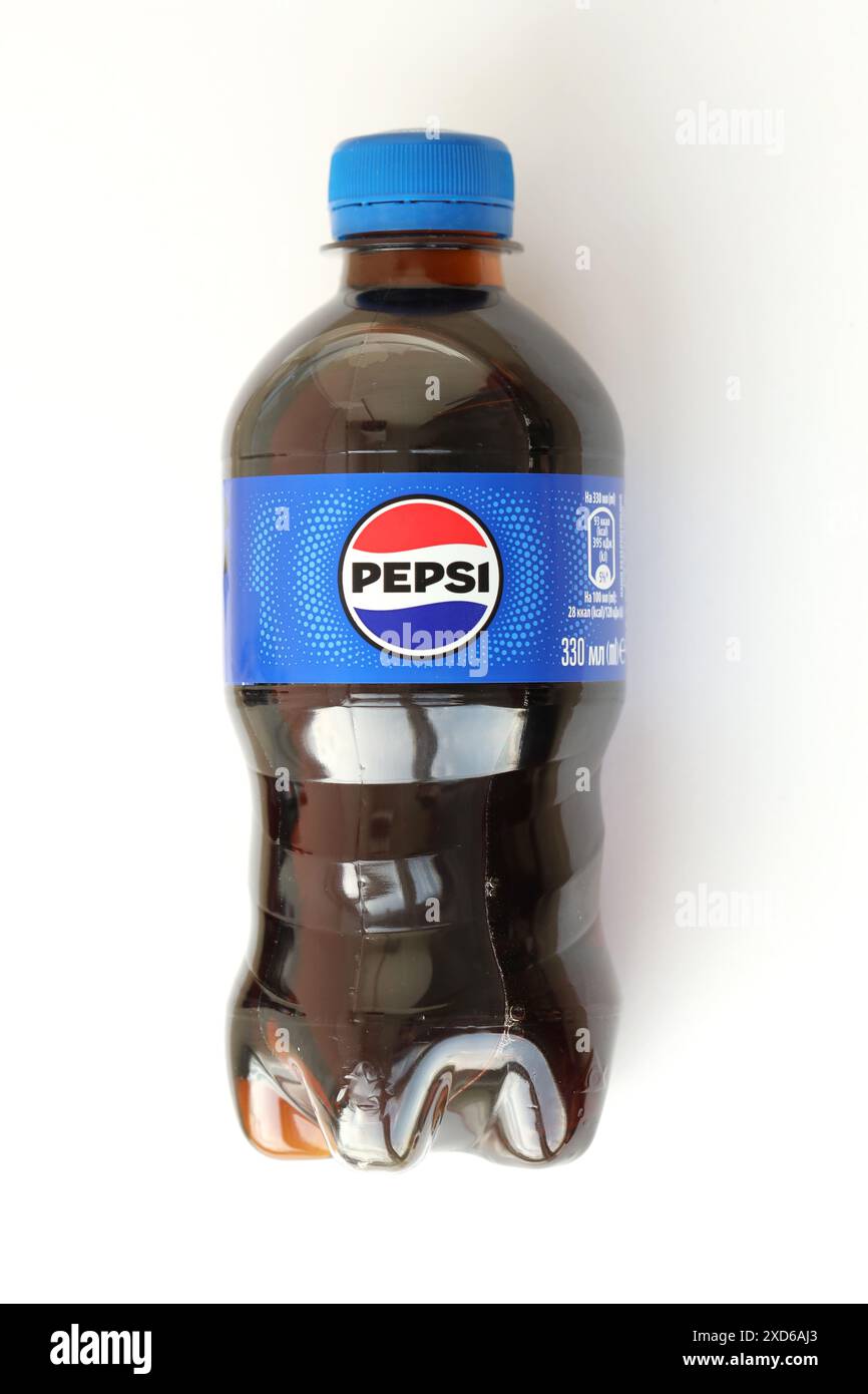 KYIV, UKRAINE - APRIL 20, 2024 Pepsi small 330ml plastic bottle drink ...