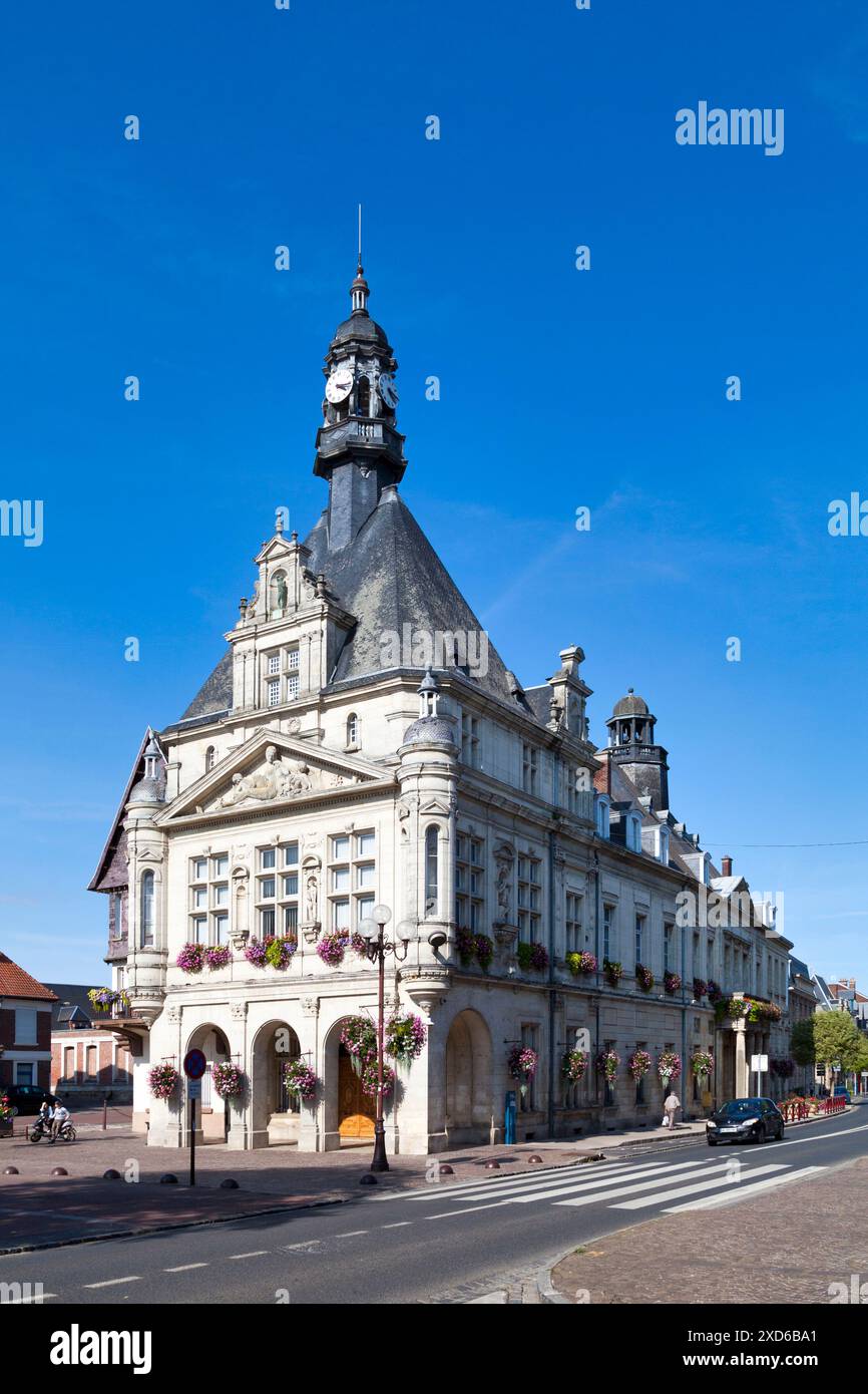 Péronne, France - September 12 2020: The Peronne Town Hall is a 16th ...