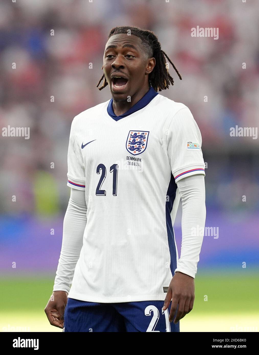 England’s Eberechi Eze during the UEFA Euro 2024 match at the Frankfurt ...