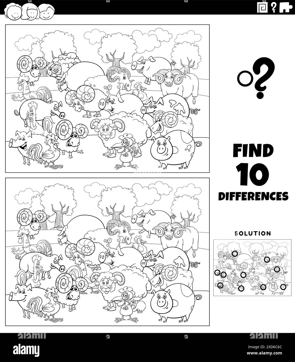 Cartoon illustration of finding the differences between pictures ...