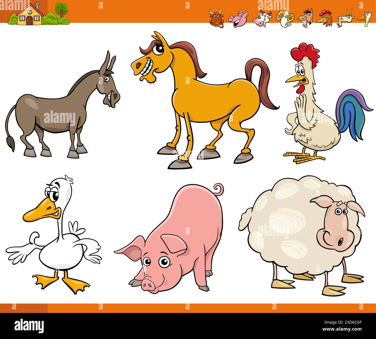 Cartoon illustration of farm animals comic characters set Stock Vector ...