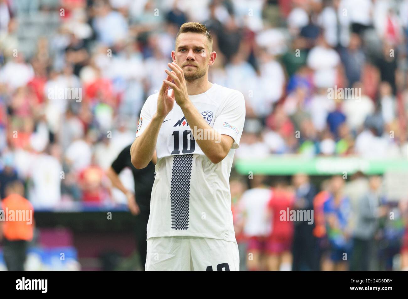 Munich, Germany, June 20th 2024: Timi Elsnik (10 Slovenia) applauding ...