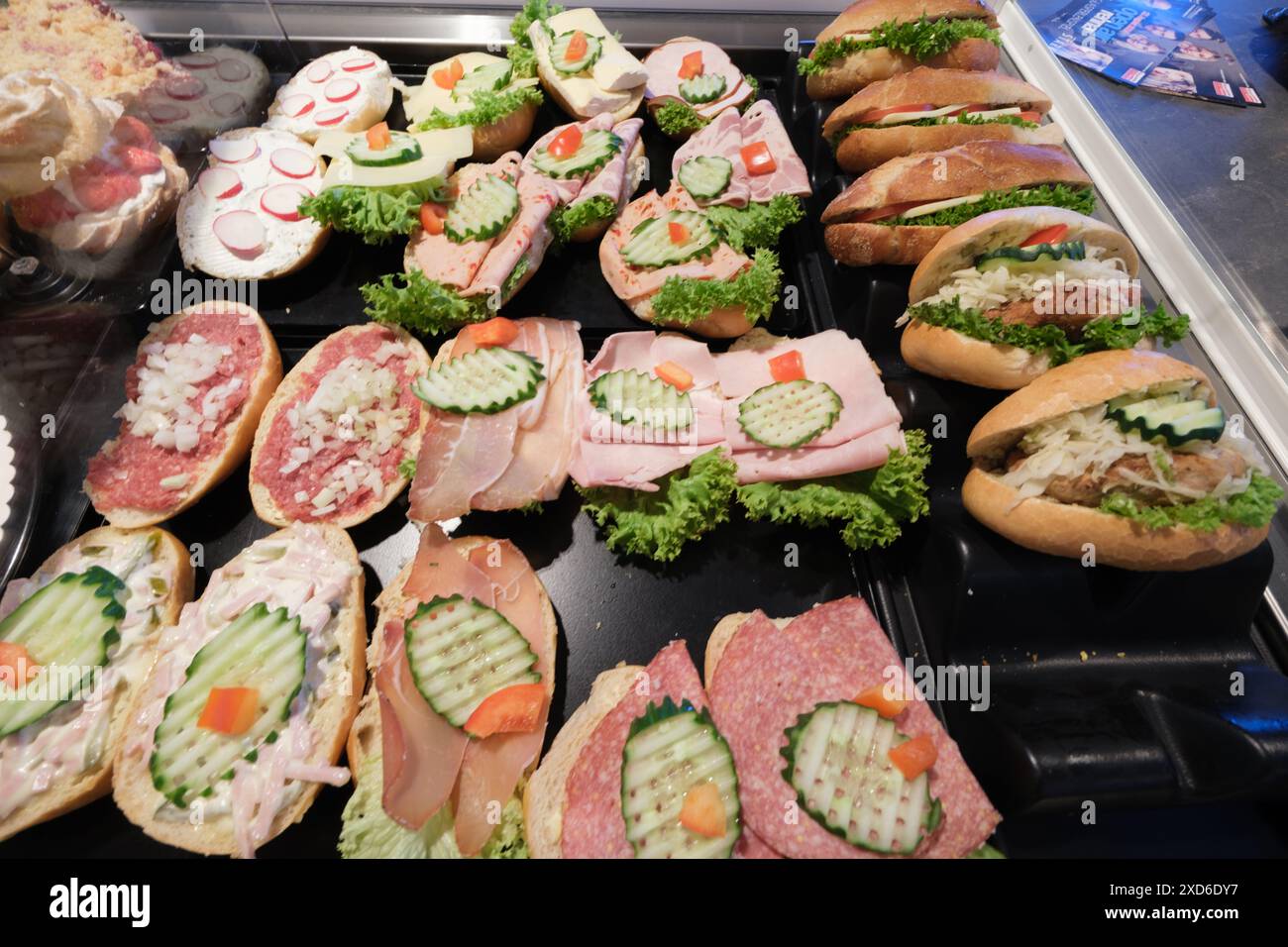 delicious sandwiches on display in a bakery Stock Photo - Alamy