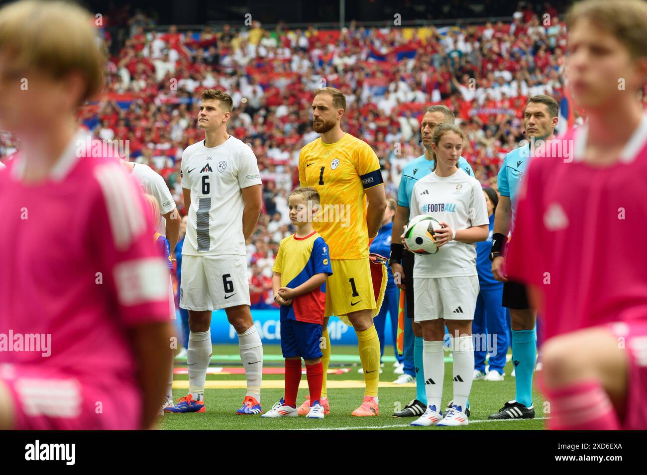 Munich, Germany, June 20th 2024: Jaka Bijol (6 Slovenia) and Jan Oblak ...