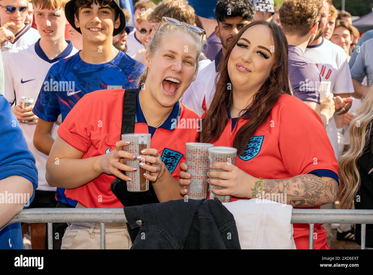 Central Park, Brighton, UK. Supporters at the Euro fan park, 4theFans ...