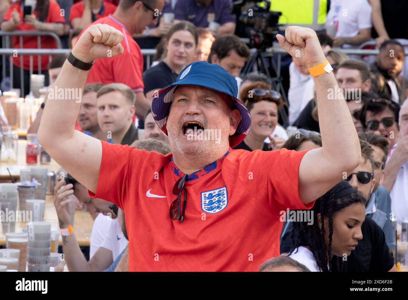Central Park, Brighton, UK. Supporters at the Euro fan park, 4theFans ...