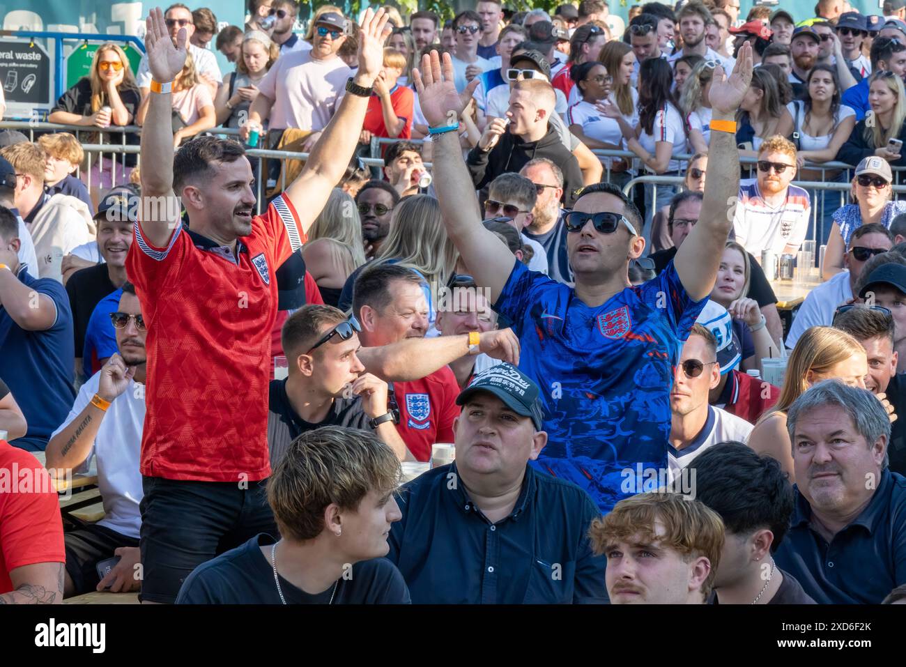 Central Park, Brighton, UK. Supporters at the Euro fan park, 4theFans ...