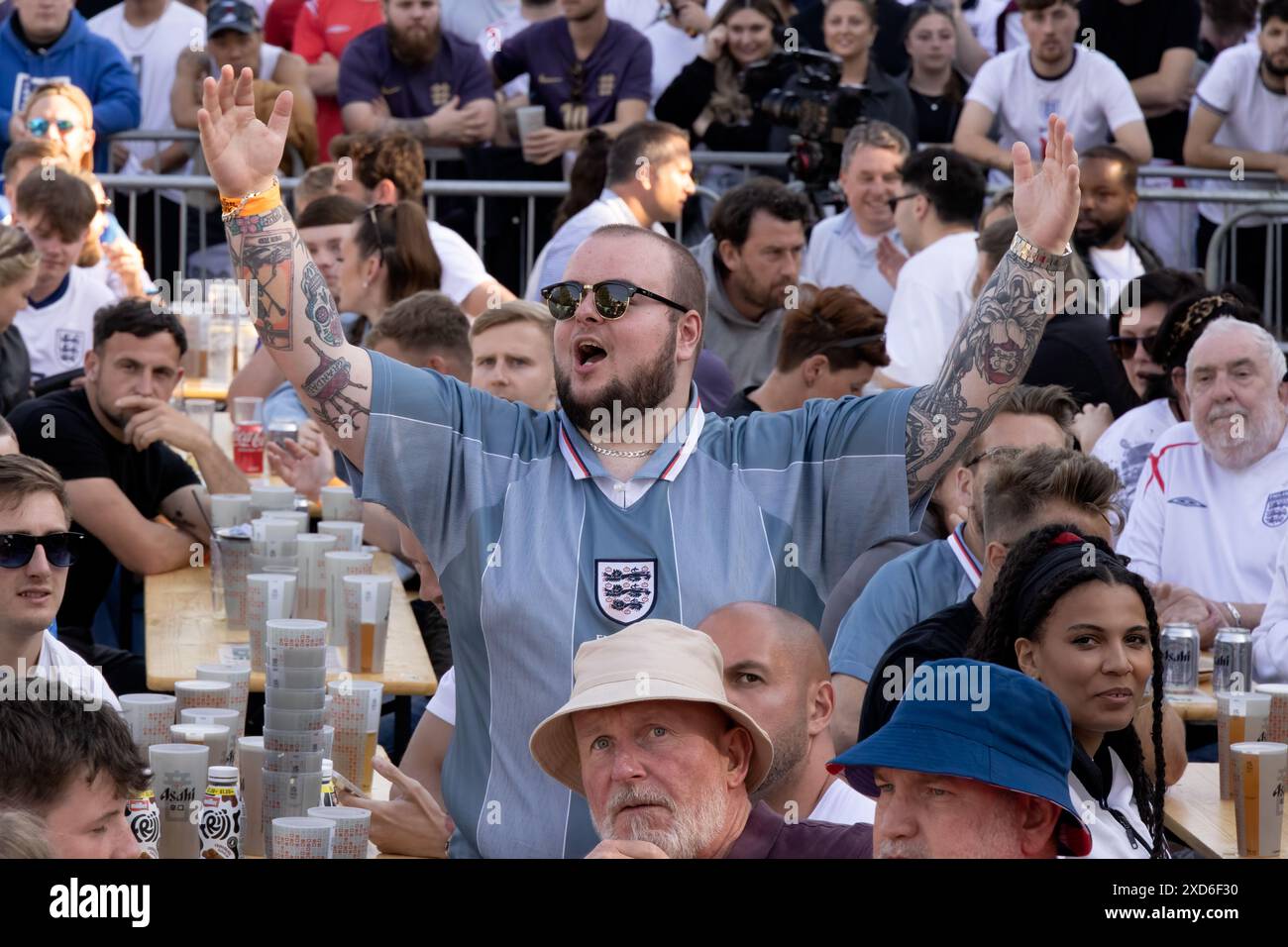 Central Park, Brighton, UK. Supporters at the Euro fan park, 4theFans ...