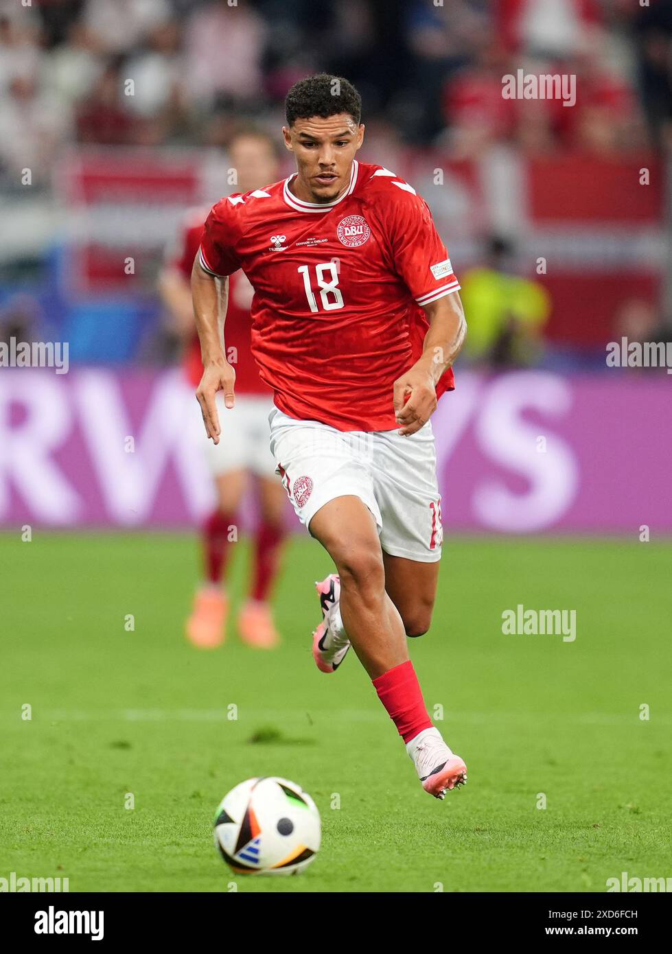 Denmark’s Alexander Bah during the UEFA Euro 2024 match at the ...
