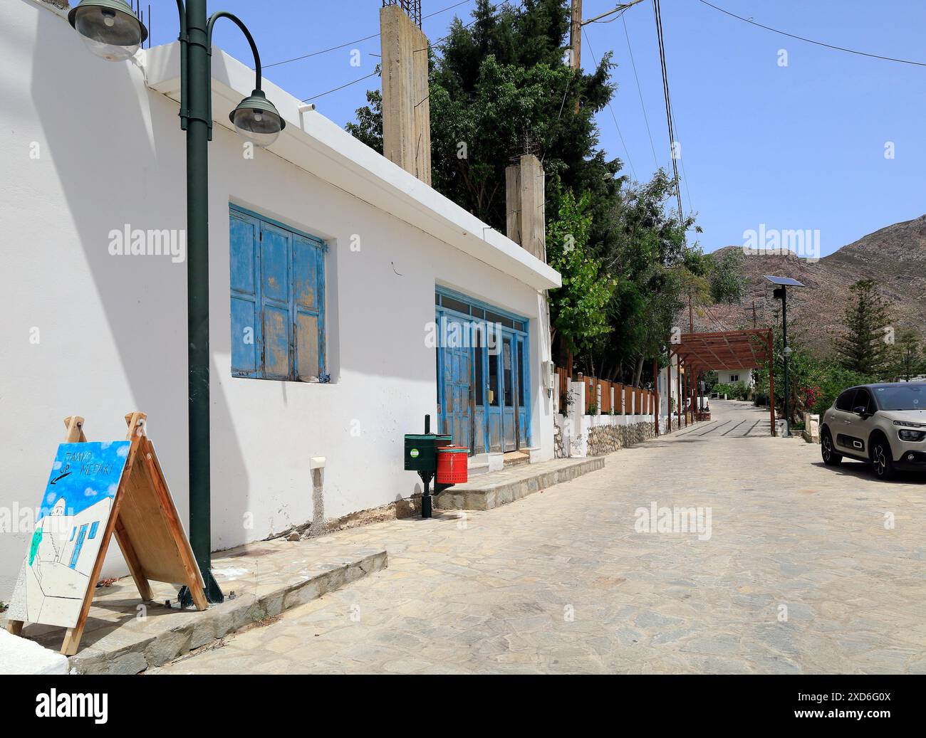 Street scene,Megalo Chorio village, Tilos Island, Dodecanese, Greece ...