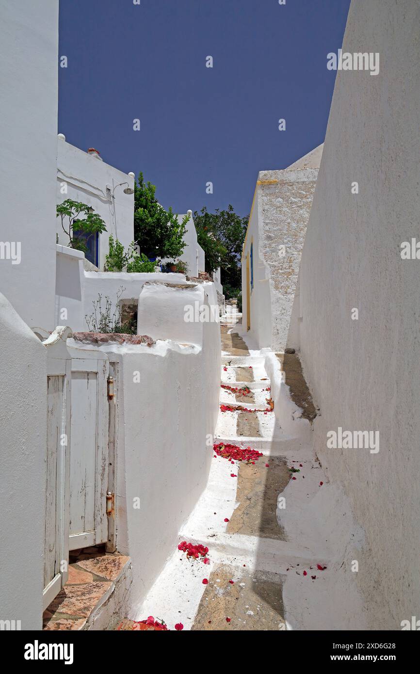 Street scene,Megalo Chorio village, Tilos Island, Dodecanese, Greece ...