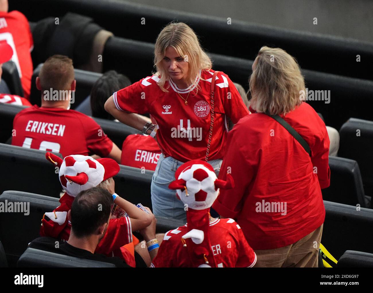 Elina Gollert, wife of Denmark's Simon Kjaer and family after the UEFA ...