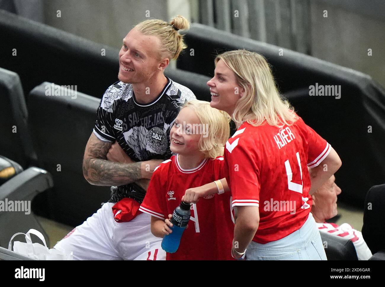 Denmark's Simon Kjaer with wife Elina Gollert and family after the UEFA ...