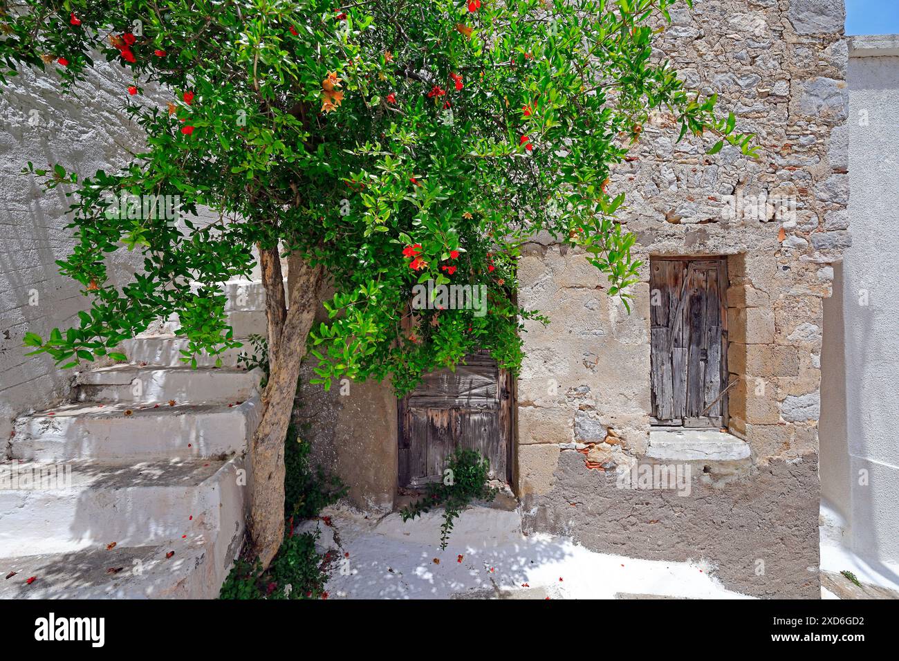 Street scene- picturesque dilapidated traditional village house and ...