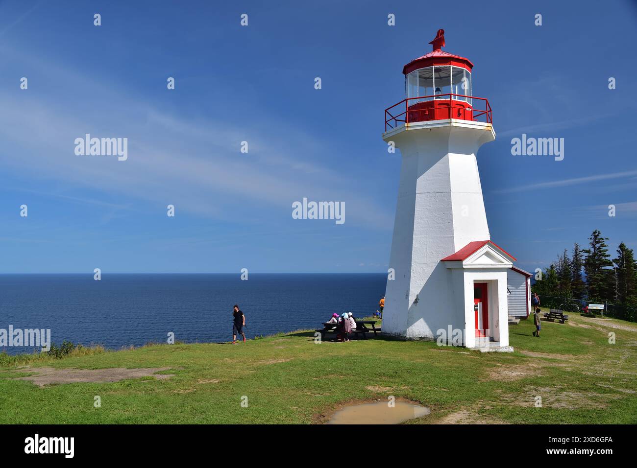 GASPÉ, QUÉBEC, CANADA – AUGUST 7, 2023 - Forillon National Park red and ...