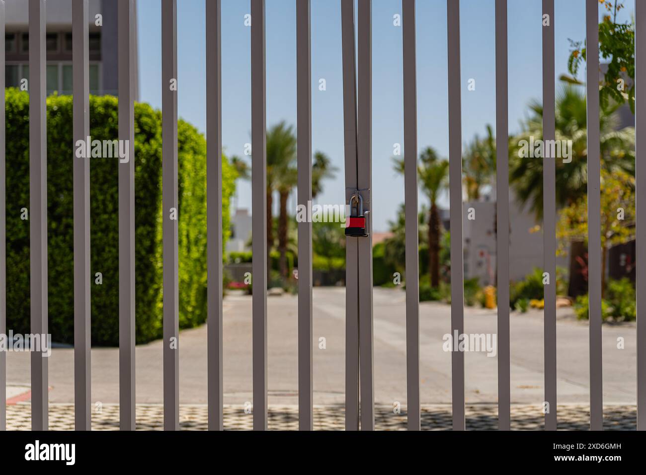 Gate at entrance to gated residential community Stock Photo - Alamy