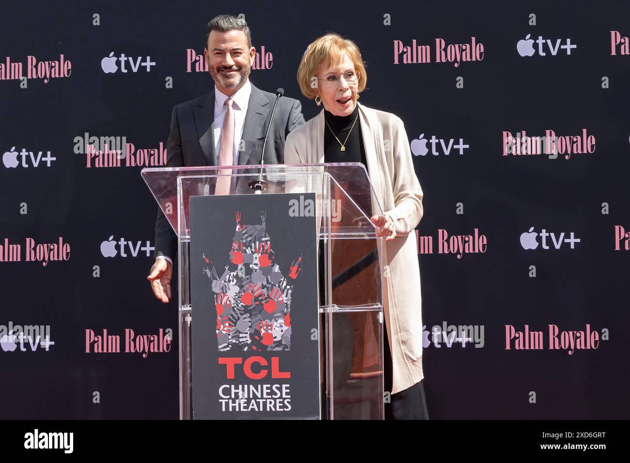 Hollywood, USA. 20th June, 2024. Jimmy Kimmel and Carol Burnett speak ...