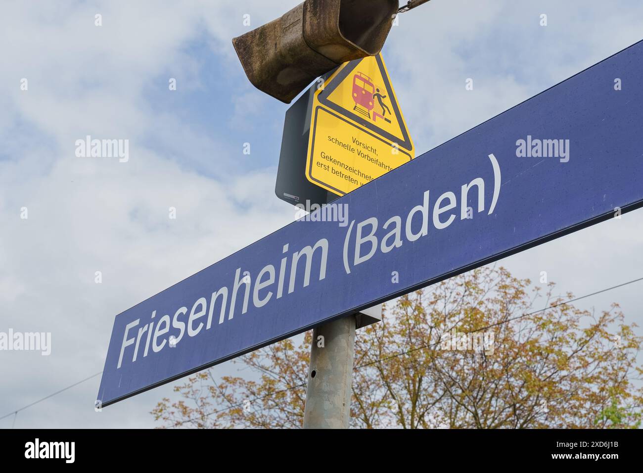 Blue train station sign hi-res stock photography and images - Alamy