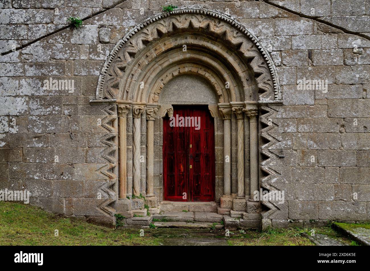 Portic of the church of San Pedro of Bembibre, Taboada, Lugo, Spain ...