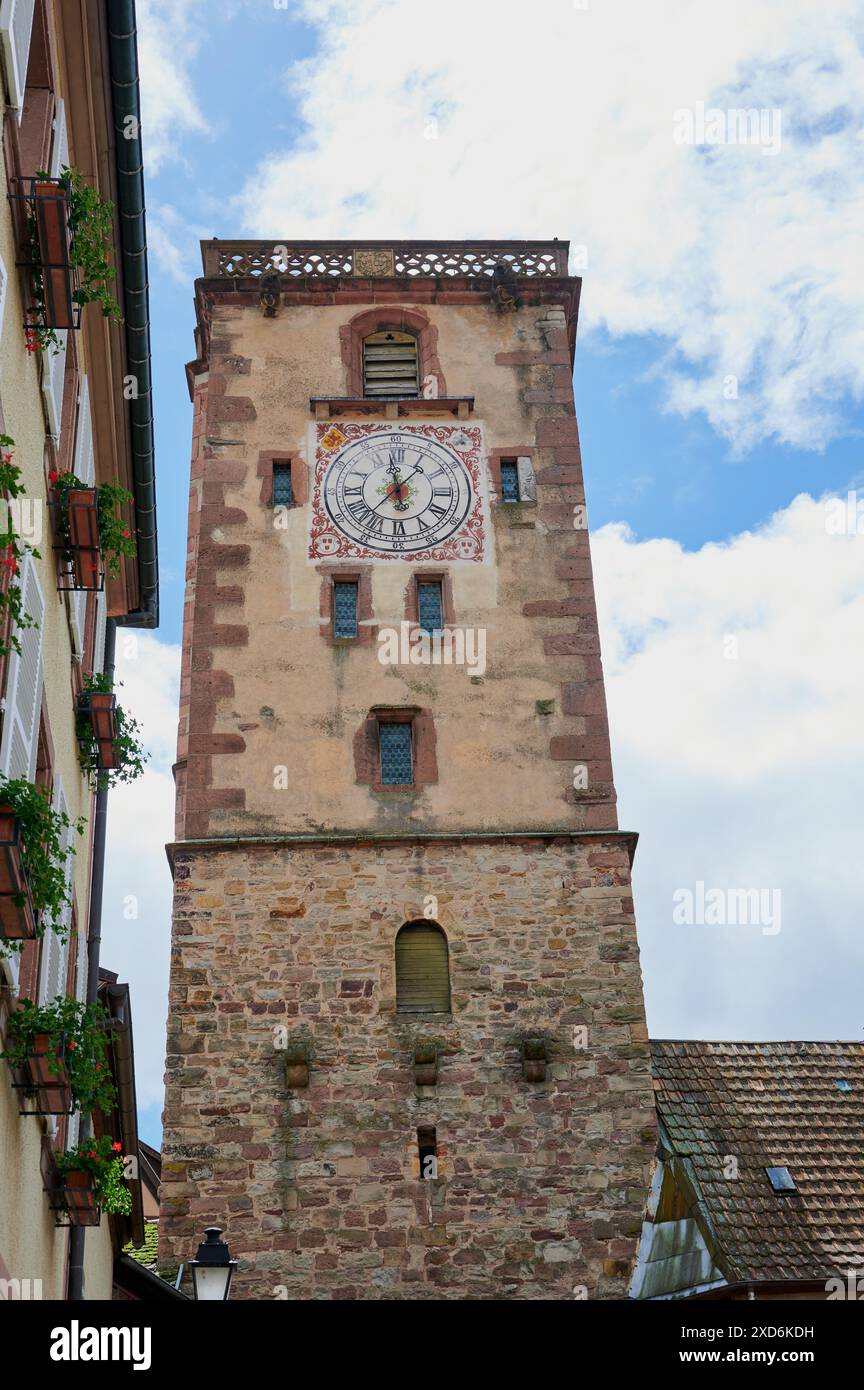The Metzgerturm is a medieval gate tower in Ribeauville, Alsace, and a ...