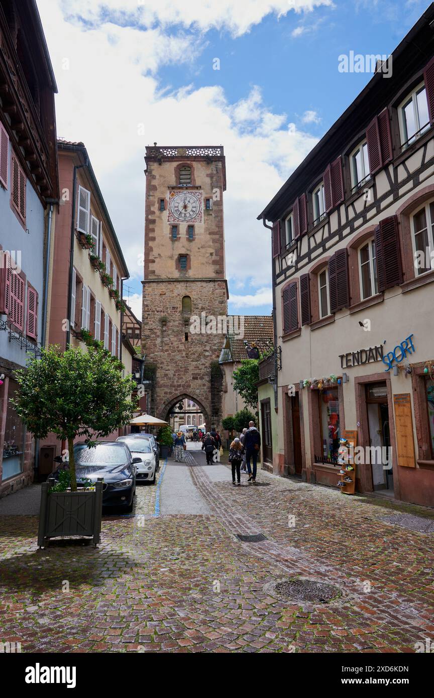 The Metzgerturm is a medieval gate tower in Ribeauville, Alsace, and a ...