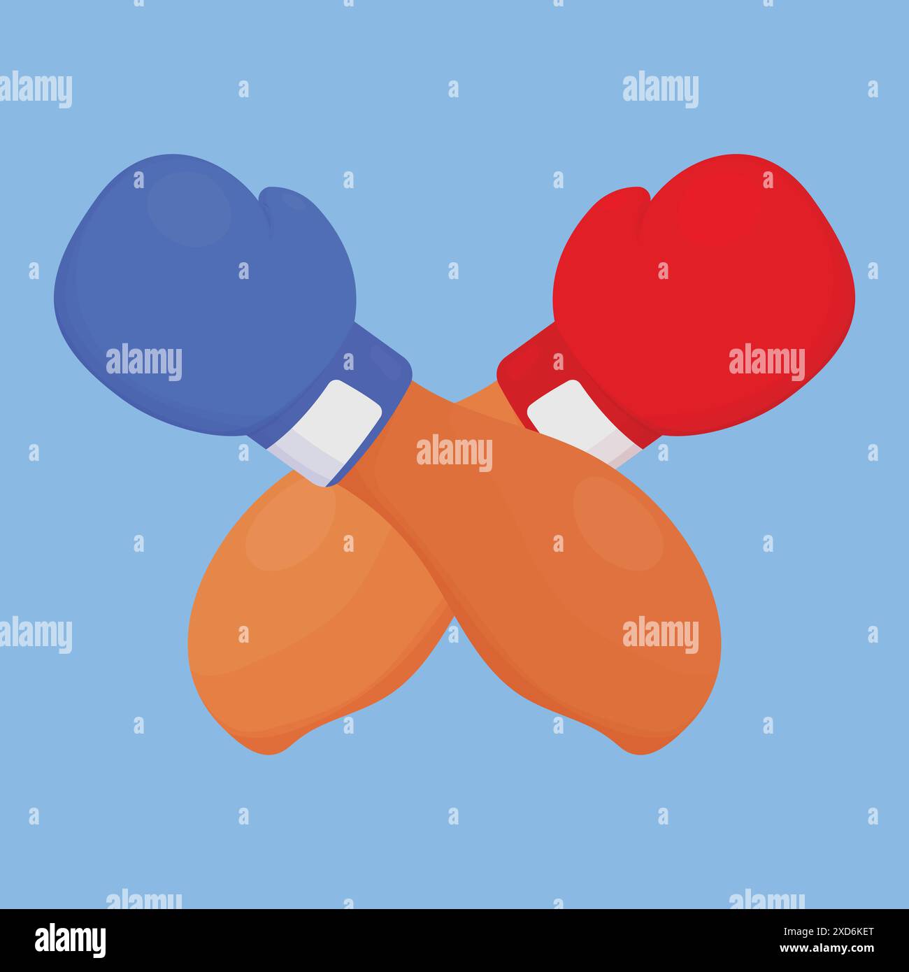Blue and Red Boxing gloves icon vector. Boxing gloves on fighter hands ...