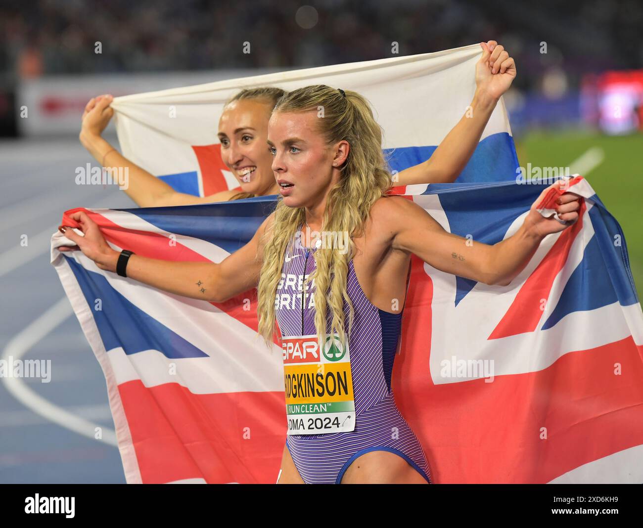 Keely Hodgkinson of Great Britain celebrate’s her win in the women’s ...