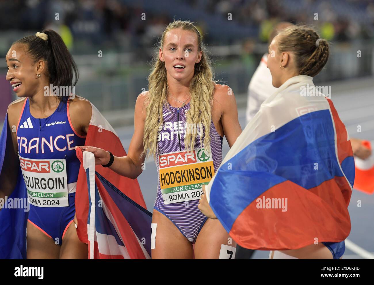 Keely Hodgkinson of Great Britain celebrate’s her win in the women’s ...