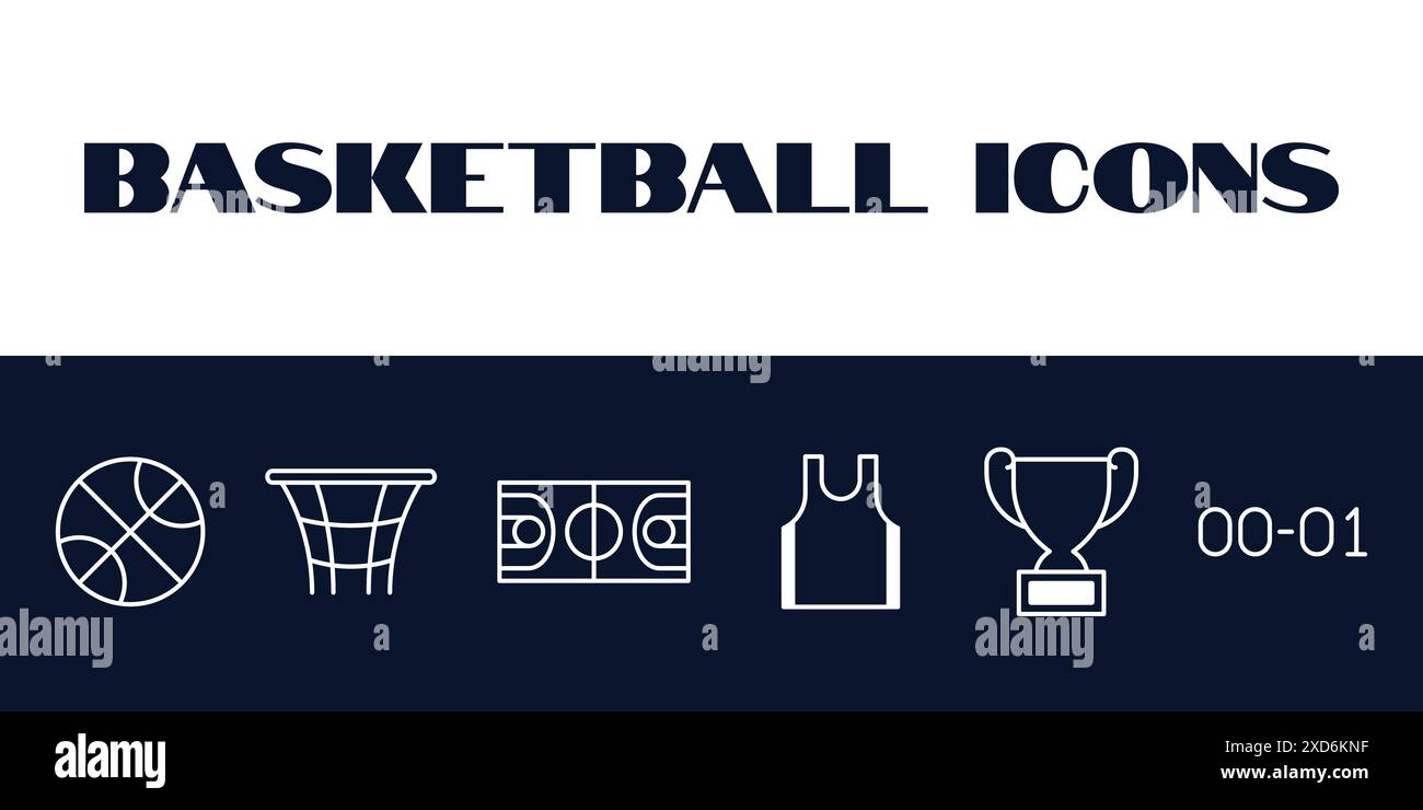 Basketball line icon set Vector. Line basketball icons illustration ...