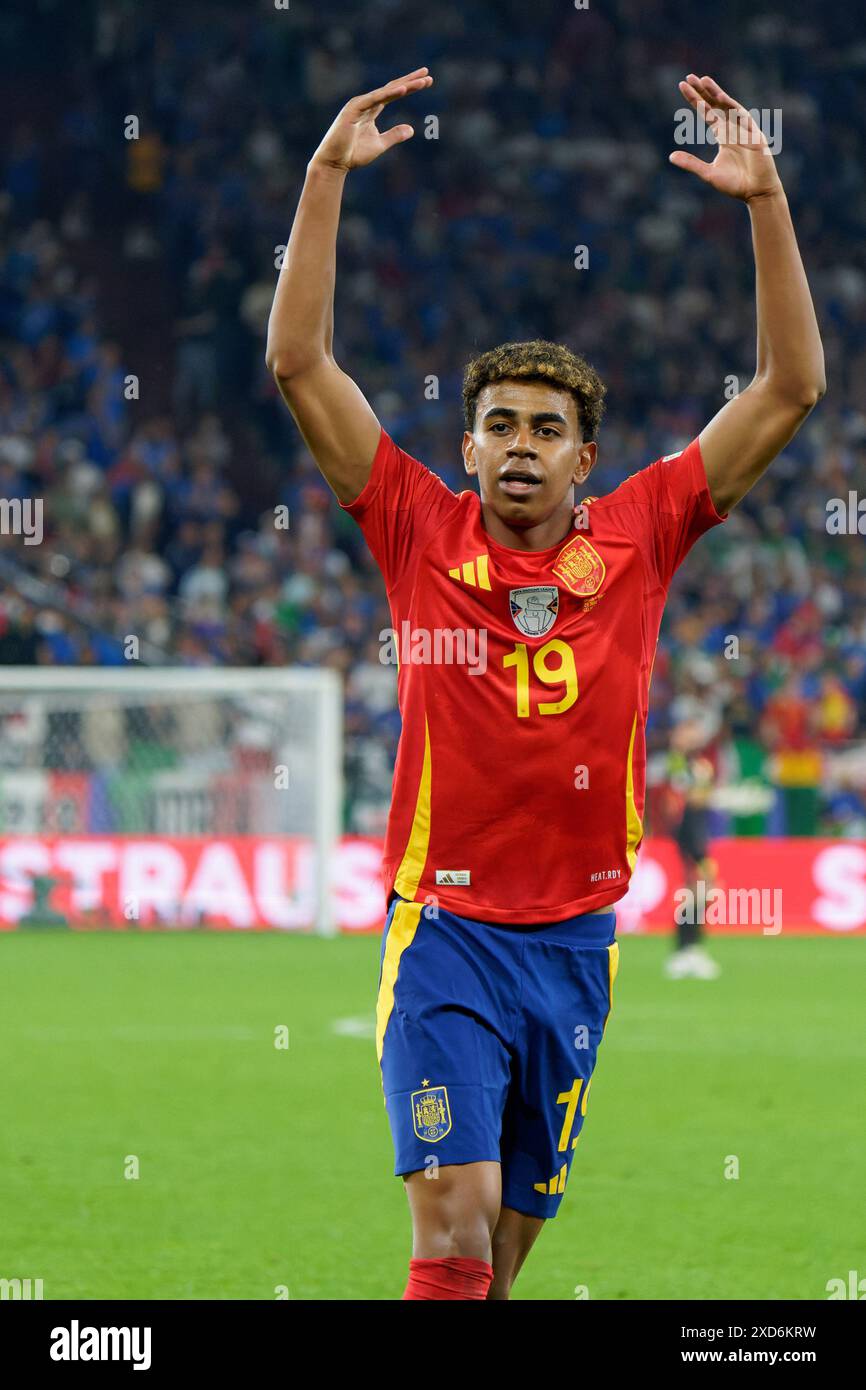 Lamine Yamal of Spain celebrates during UEFA Euro 2024 - Spain vs Italy ...