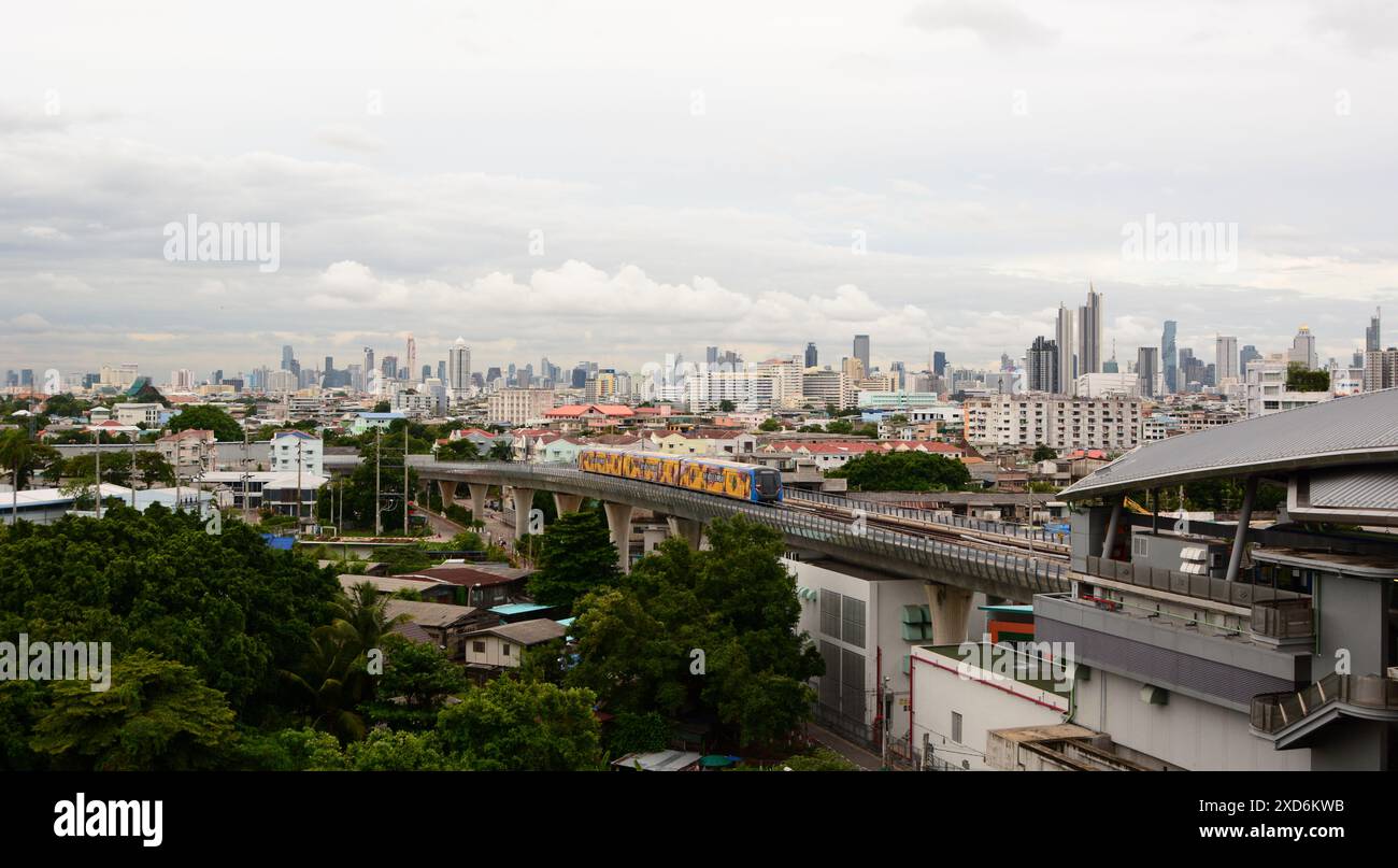Tha Phra metro station and the city skyline. Bangkok. Thailand Stock ...