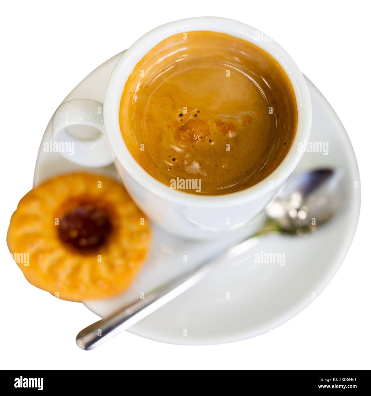Cup of cortado, Spanish beverage made of espresso with dessert Stock ...