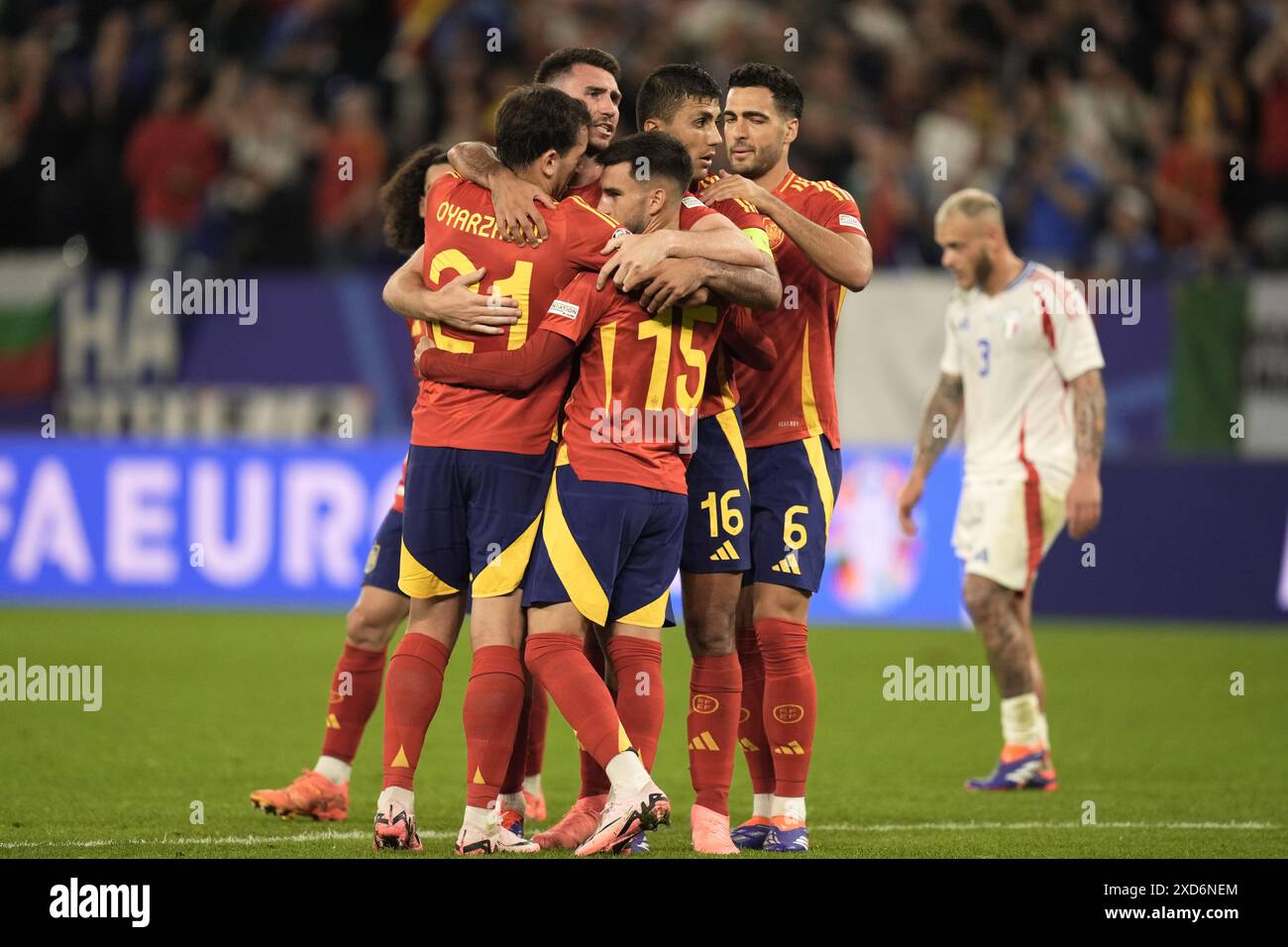 Spain celebrates victory after the Euro 2024 soccer match between Spain ...
