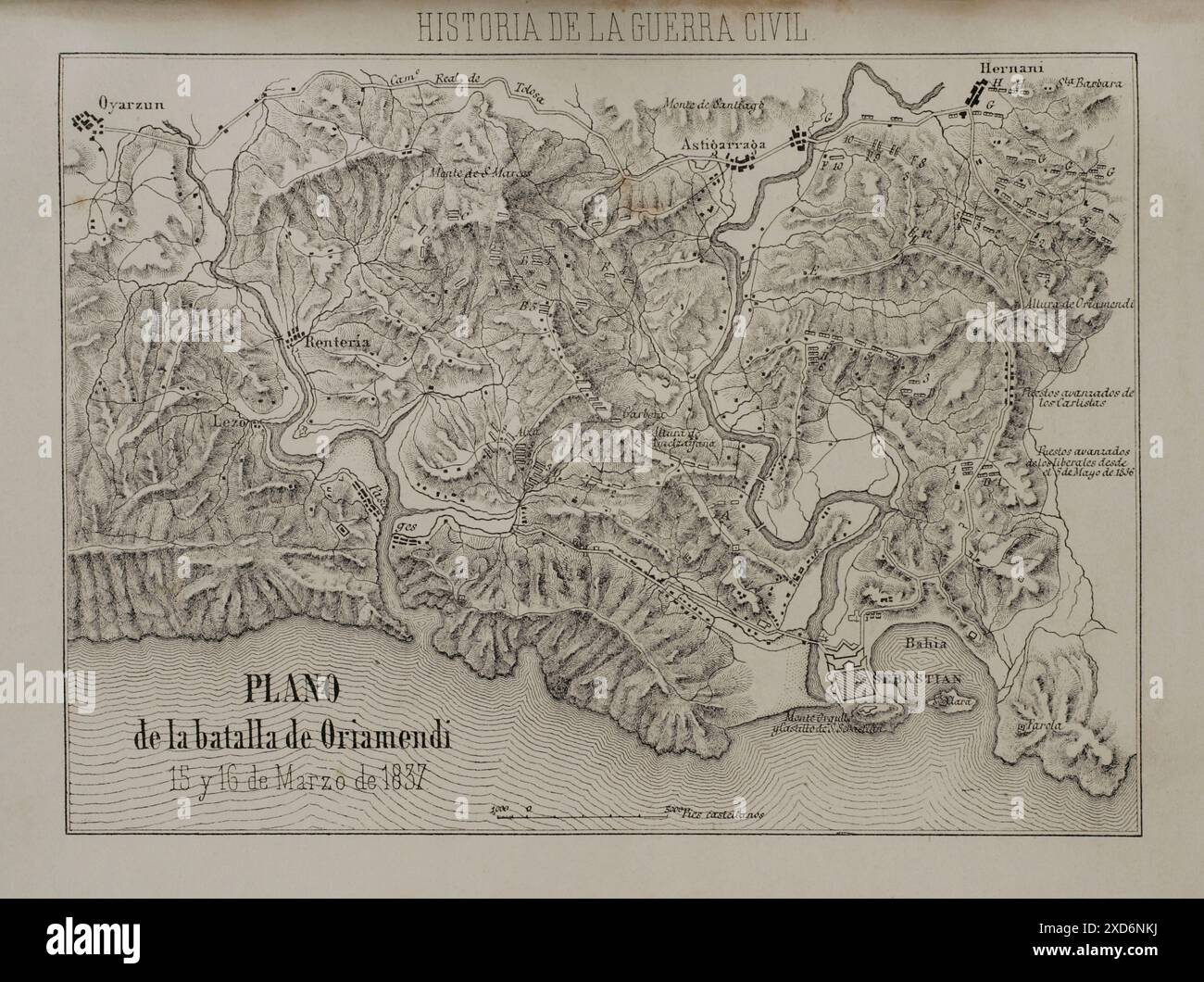 History of Spain. First Carlist War (1833-1840). Plan of the Battle of ...